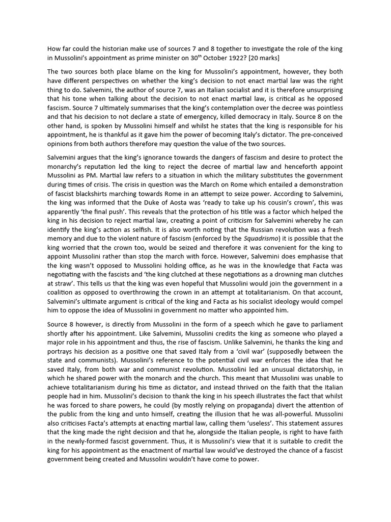 How Far Could The Historian Make Use of Sources 7 and 8 Together To ...