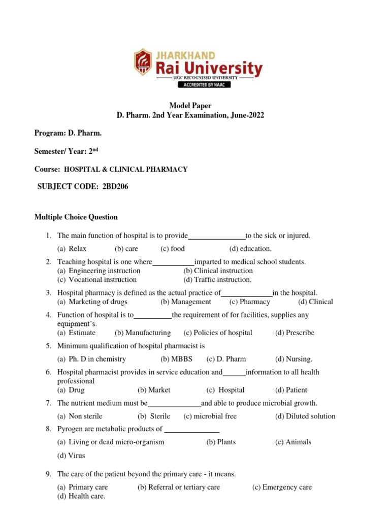 Hospital & Clinical Pharmacy | PDF | Pharmacy | Hospital