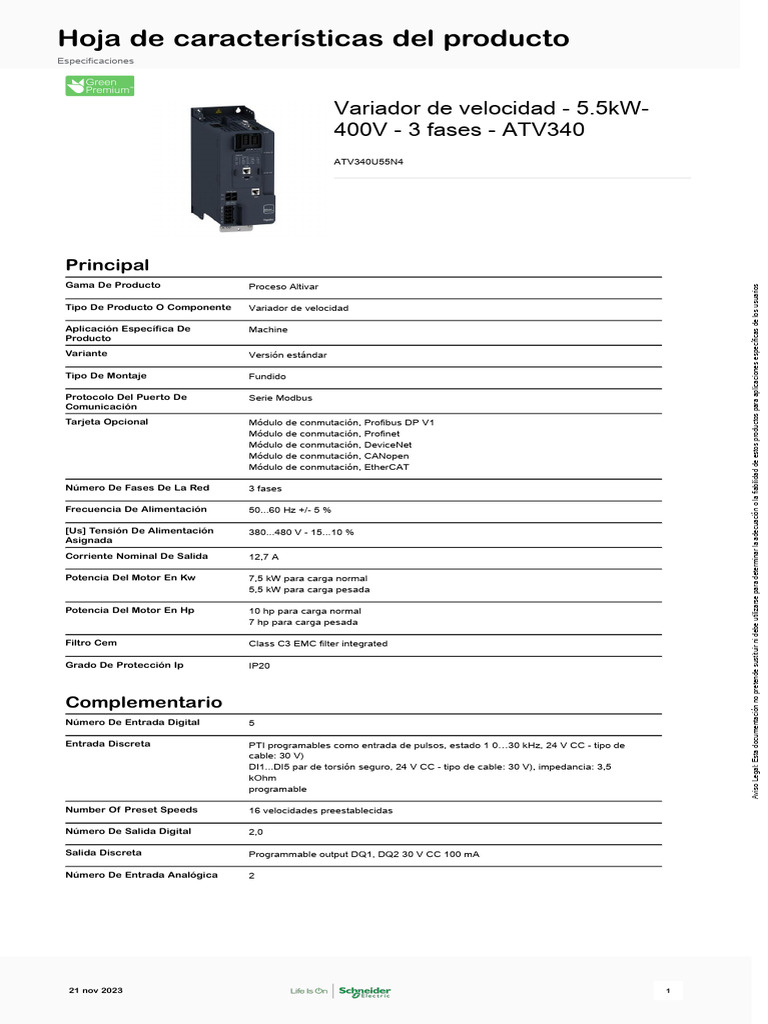 Schneider Electric - Altivar-Machine-ATV340 - ATV340U55N4 | PDF ...