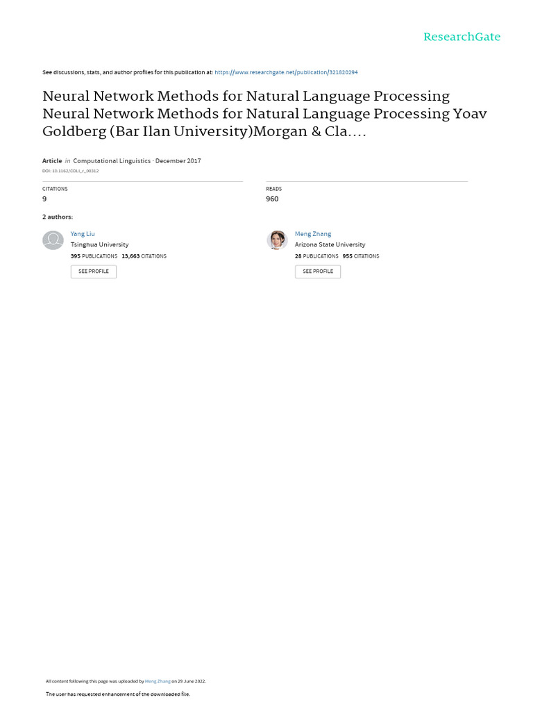 Neural Network Methods For Natural Language Proces | PDF | Artificial ... Neural Network Methods For Natural Language Proces | PDF | Artificial ...