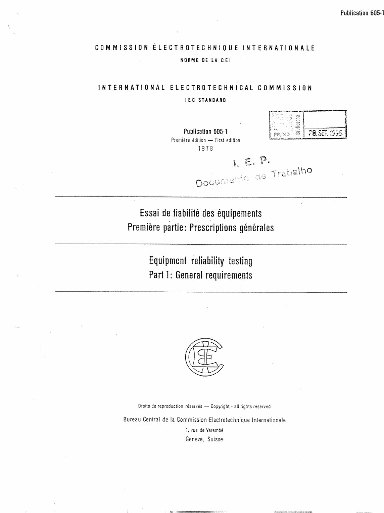 IEC 605.1 1978 Equipment Reliability Testing | PDF