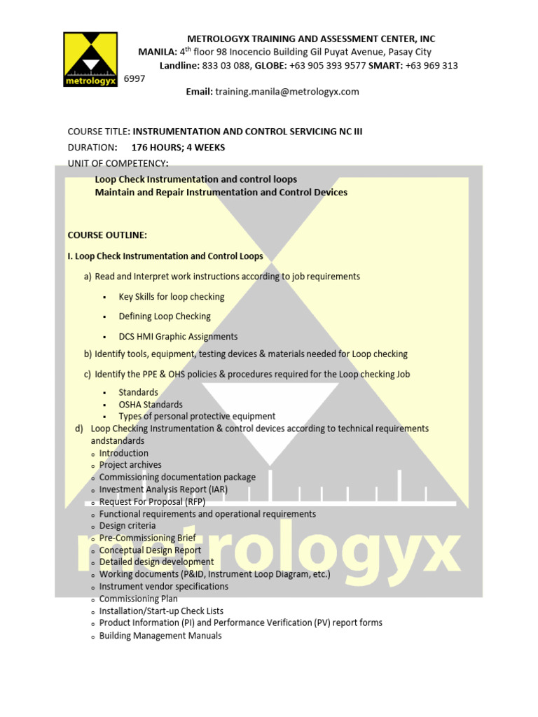 2022 Instrumentation and Control Servicing NC3 Outline | PDF ...