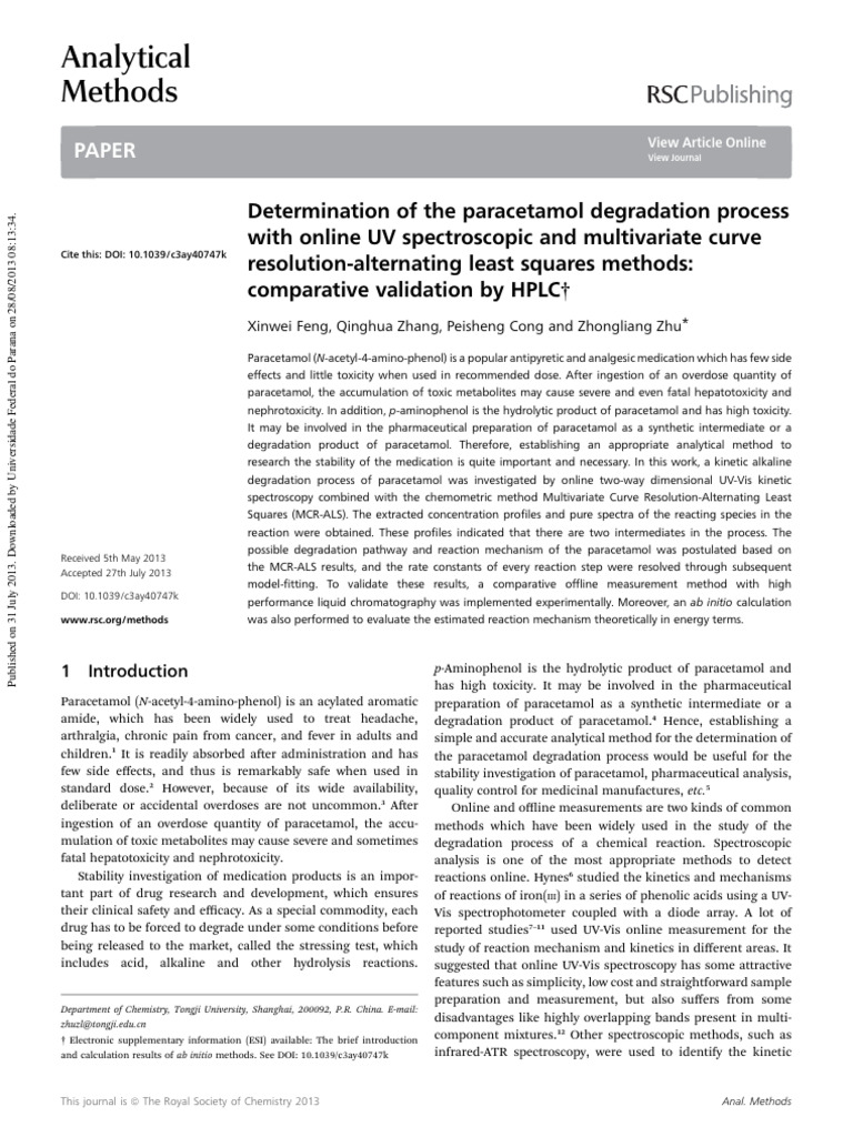 Analytical Methods: Paper | PDF | High Performance Liquid ...