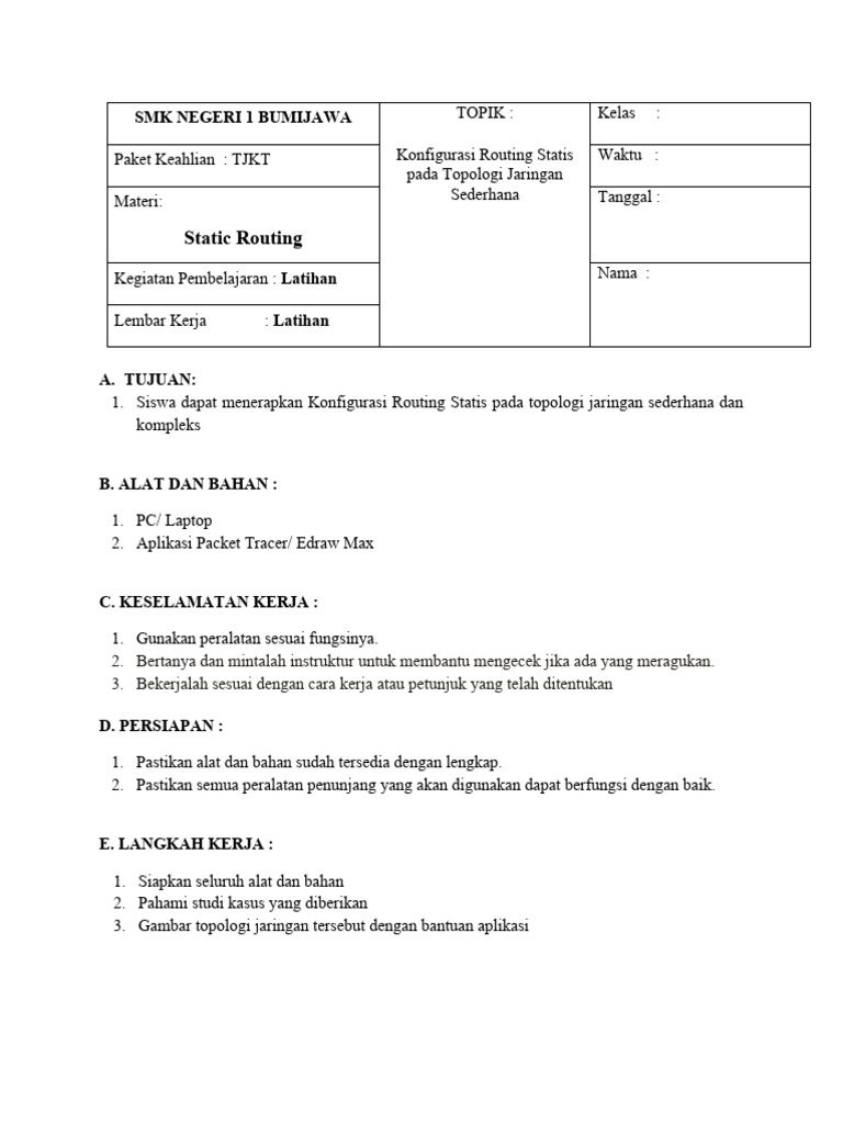 Latihan Static Routing | PDF