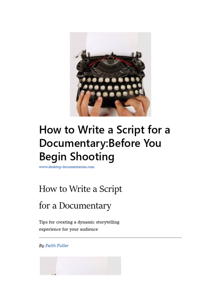 How To Write A Script For A Documentary - Before You Begin Shooting ...