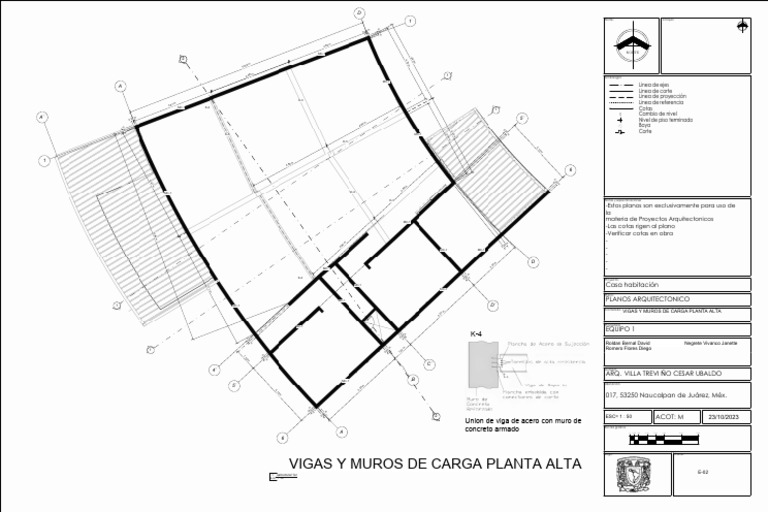 Vigas Y Muros de Carga Planta Alta: Planos Arquitectonico Casa Habitación | PDF | Ingeniería ...