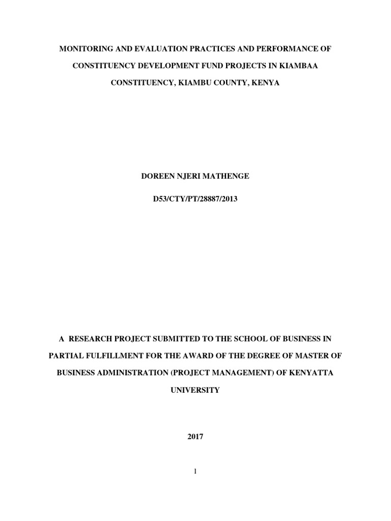 Monitoring and Evaluation Practices and Performance of Constituency Development... | PDF ...