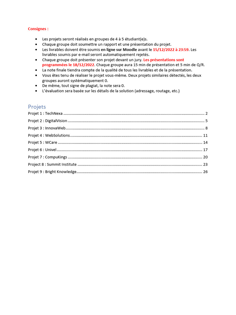 Projet d'Infrastructure Réseau TechNexa | PDF | Adresse IP | Routage