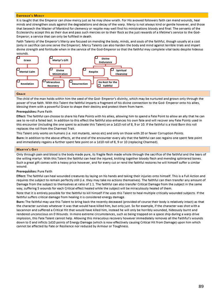 Advanced Dark Heresy - Faith Powers Selection List - Emperors Mercy ...