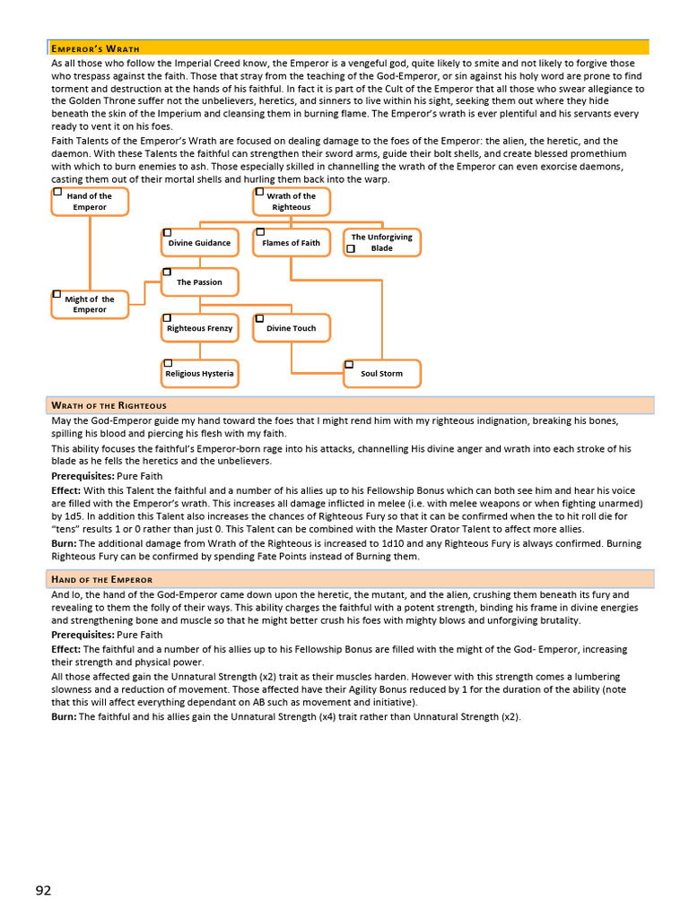Advanced Dark Heresy - Faith Powers Selection List - Emperors Wrath | PDF | Anger | Faith