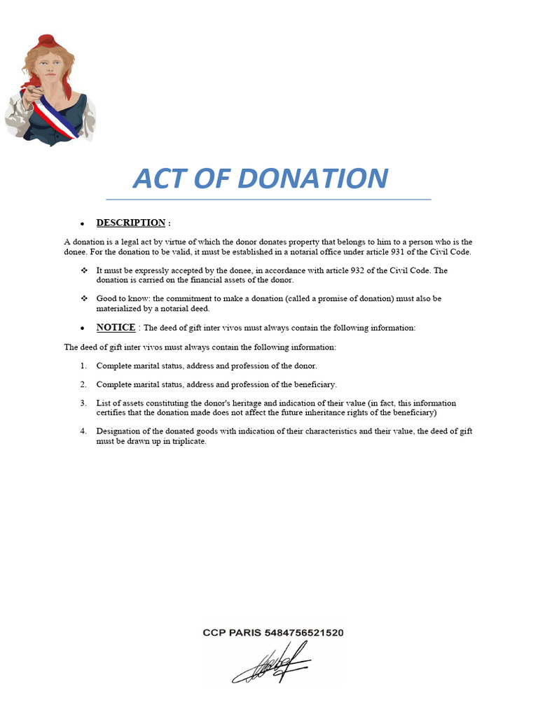Act of Donation Anglais | PDF | Government | Justice