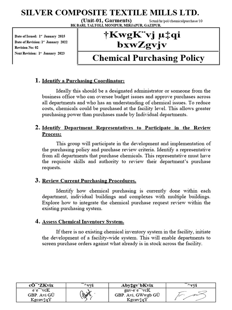 Chemical Purchasing Policy | PDF | Business