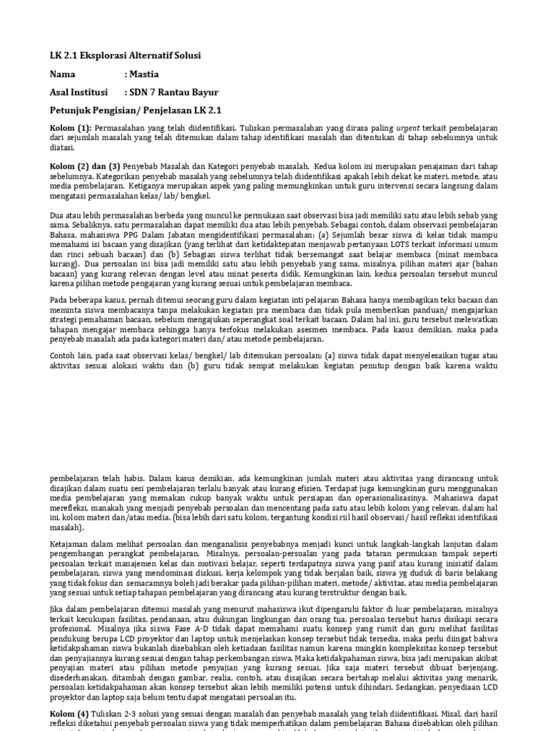 LK 2 Eksplorasi Alternatif Solusi | PDF