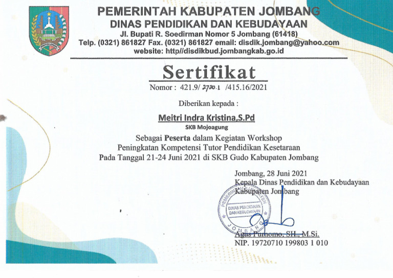 Sertifikat Tutor Inovatif | PDF