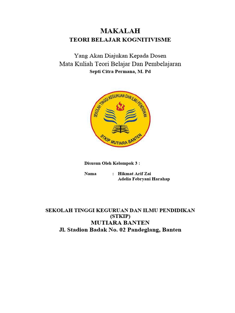Teori Belajar Kognitivisme | PDF