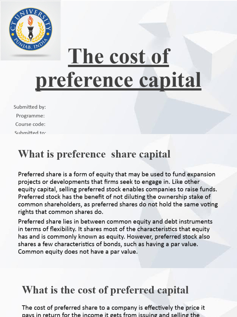 Understanding Preference Capital | PDF | Preferred Stock | Stocks