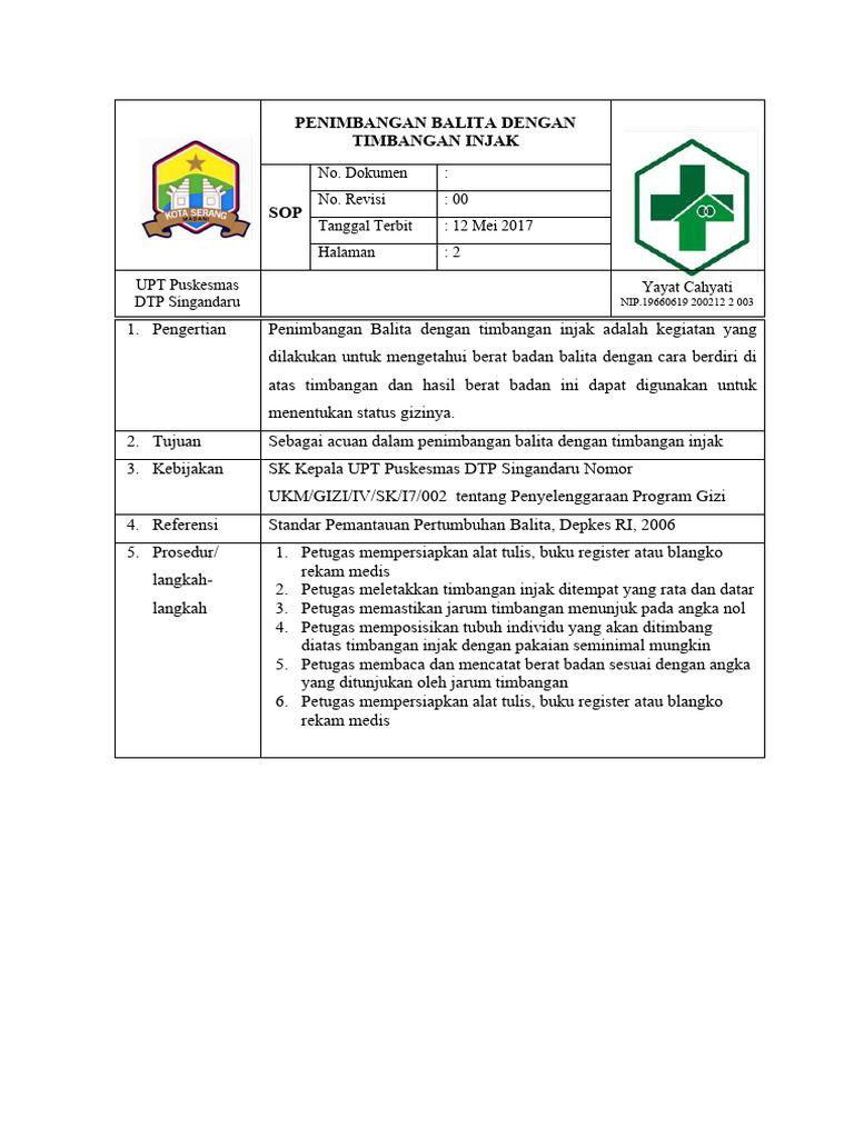Sop 1 Pengukuran BRT BDN DGN Timbang Injak Fix | PDF