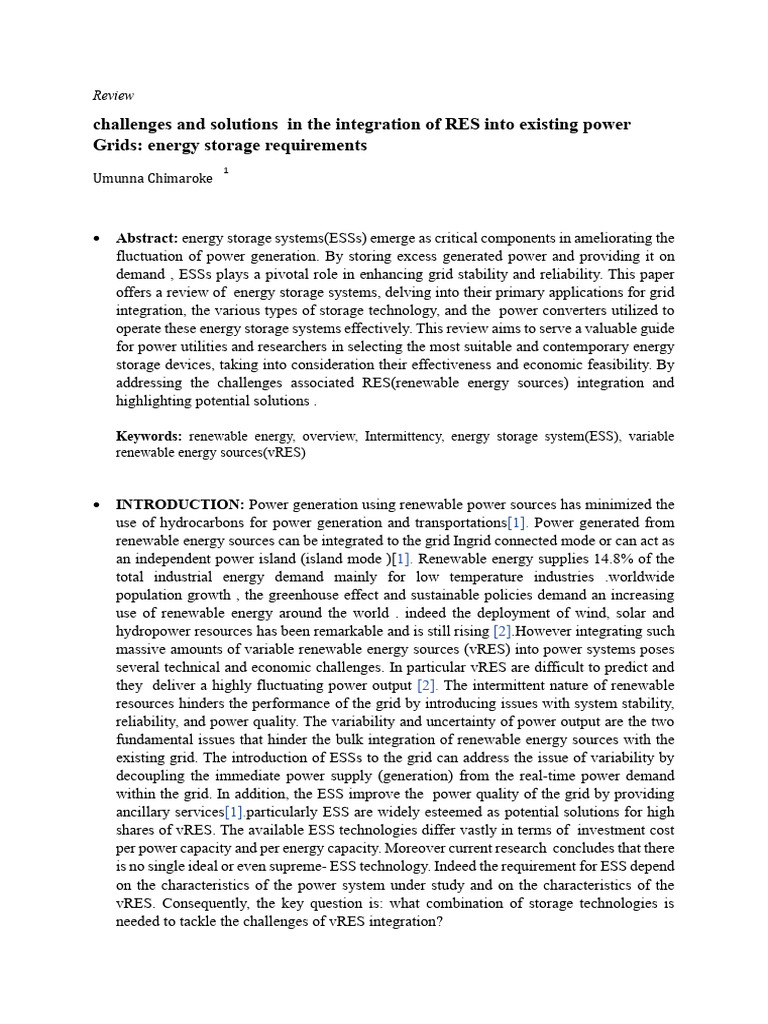 Challenges and Solutions | PDF | Energy Storage | Electrical Grid