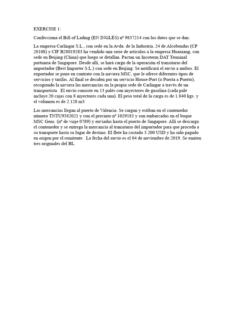 Exercise 1 Enunciado | PDF Exercise 1 Enunciado | PDF