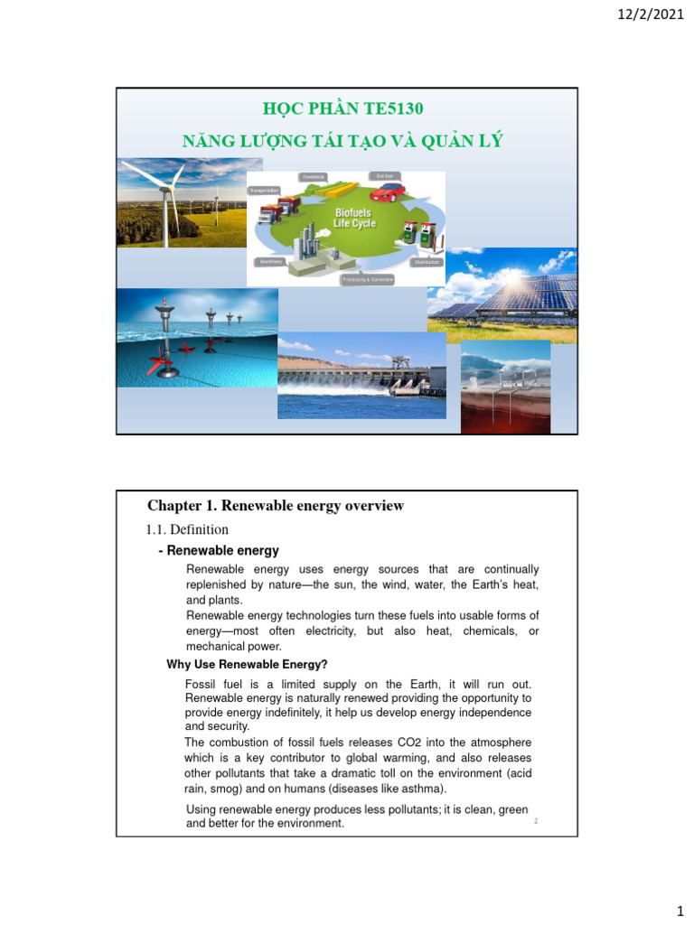 Chapter 1 - Renewable Energy Overview | PDF | Renewable Energy | Energy ...