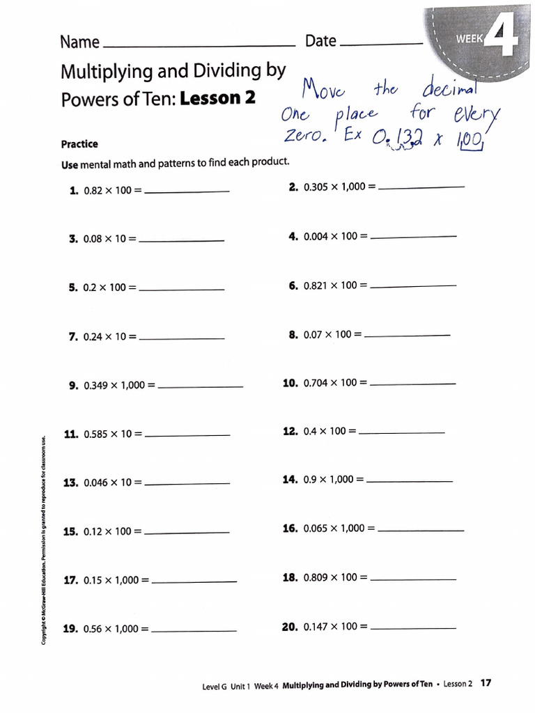 Multiplying Decimals by 10's | PDF | Mathematics | Arithmetic