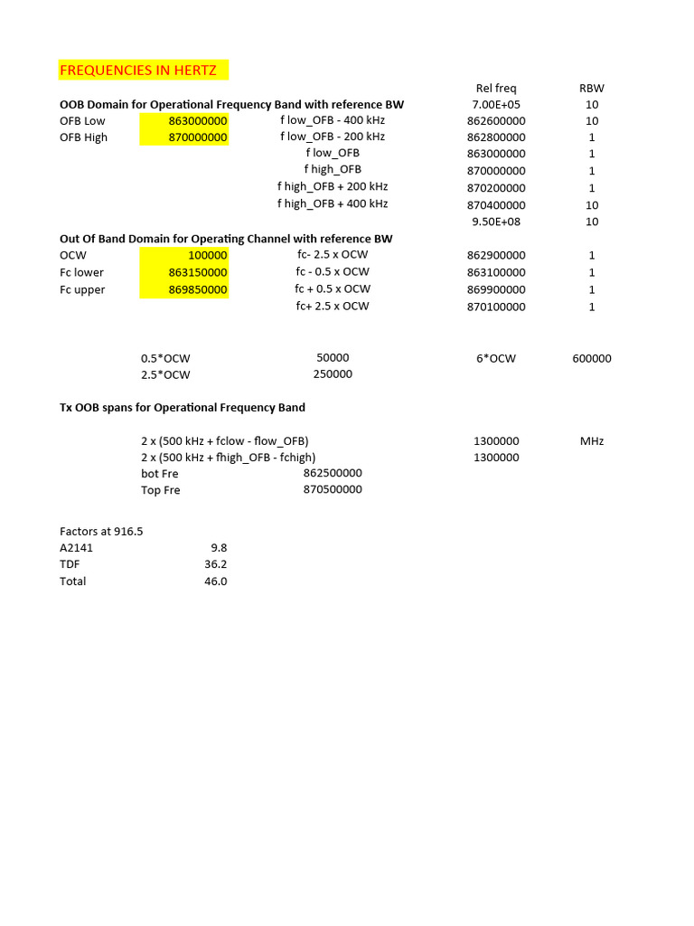 Frequency Calculations | PDF | Hertz | Wireless