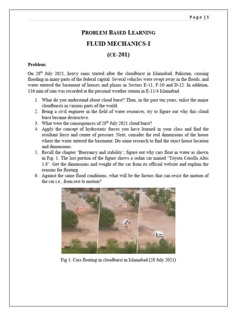 Problem Based Learning - FM-I (CE-201) - 2K22 | PDF | Buoyancy