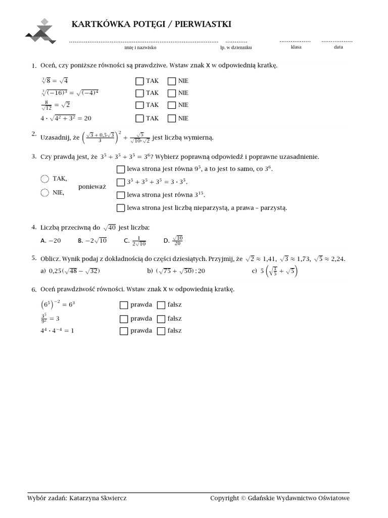 1 Gwo Potęgi I Pierwiastki-1 | PDF