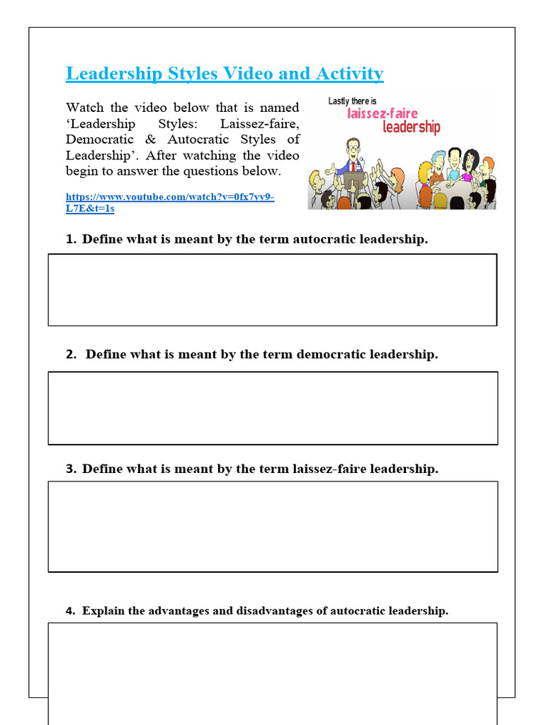 Leadership Styles Video and Activity | PDF