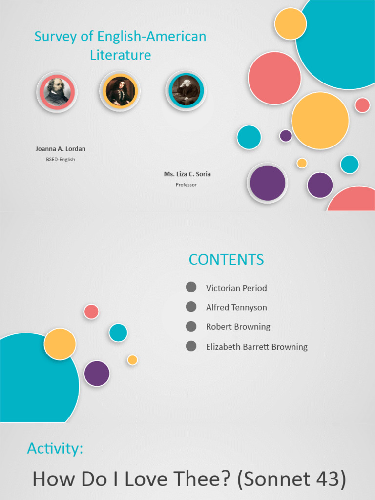 LORDAN - Alfred Tennyson and Brownings' (Elizabeth & Robert) | PDF ...