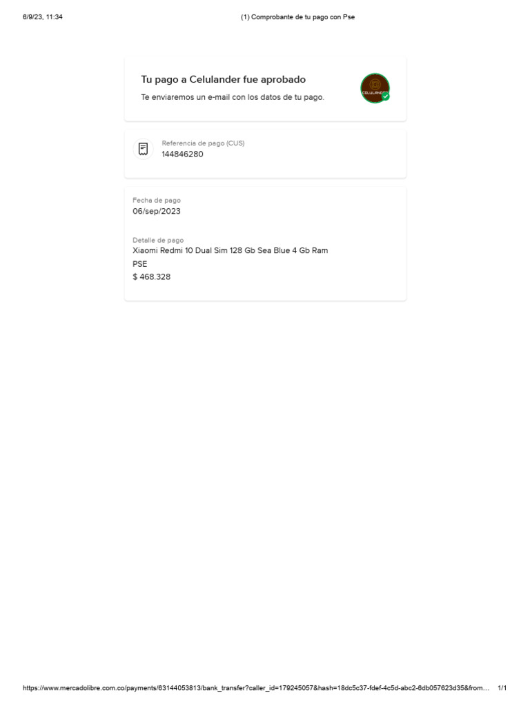 Comprobante de Tu Pago Con Pse | PDF