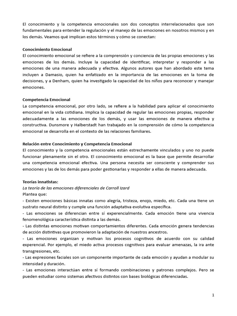 Quintanilla Relacion Entre Emocion Cognicion Y Conciencia Resumen