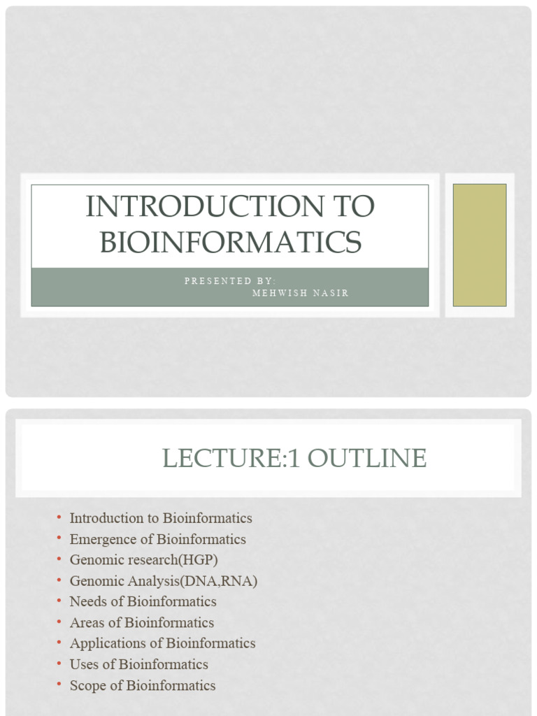 BMS Lecture 1 | PDF | Bioinformatics | Genomics
