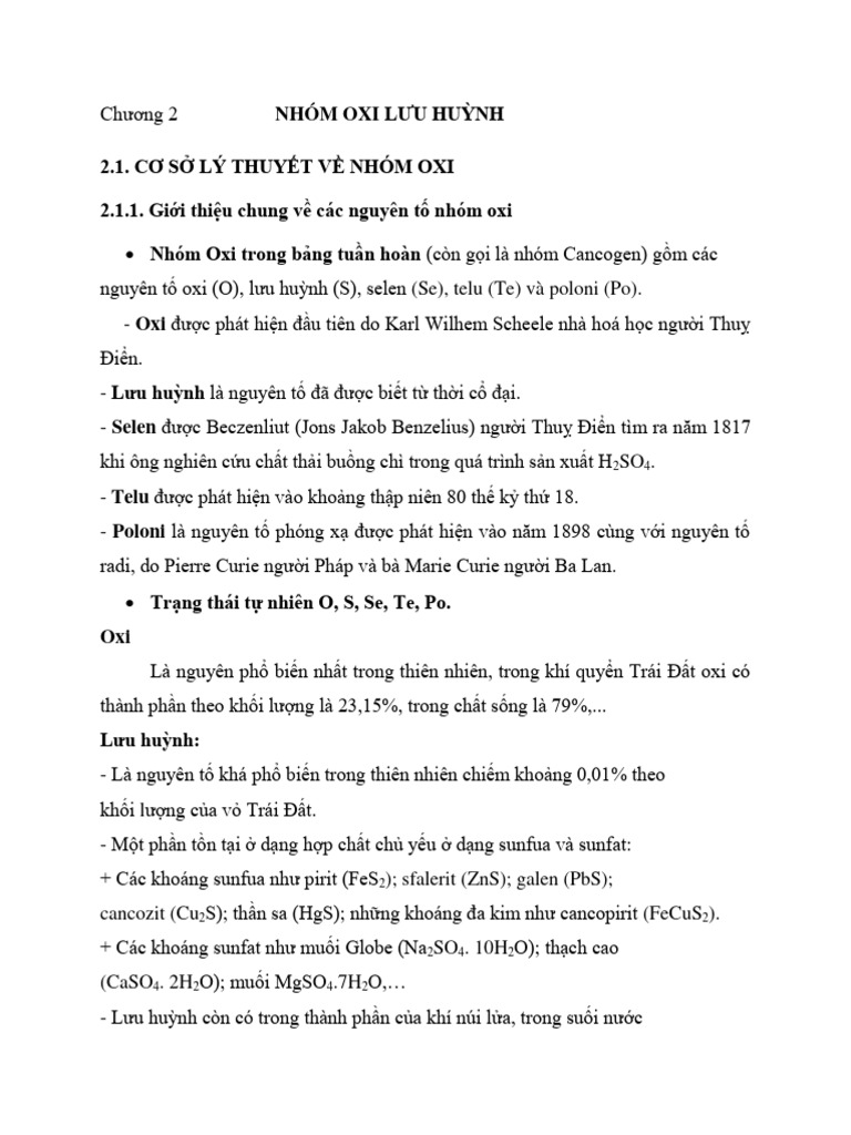 Nhóm Oxi Lưu Hu NH | PDF