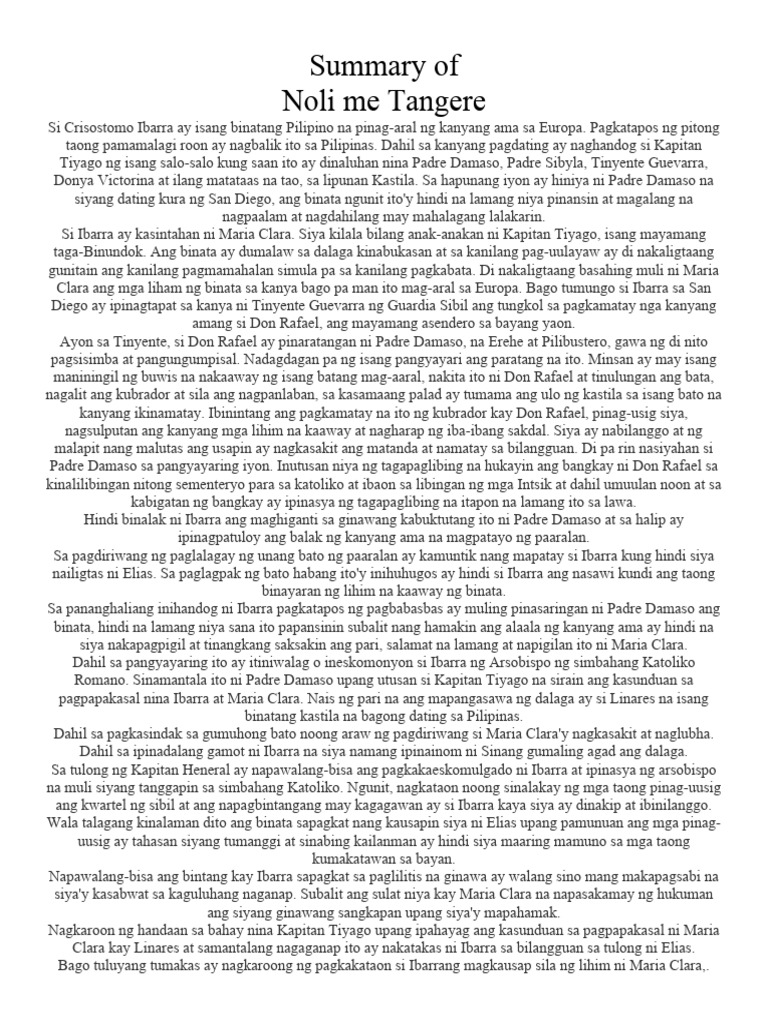 Summary of Noli Me Tangere | PDF Summary of Noli Me Tangere | PDF