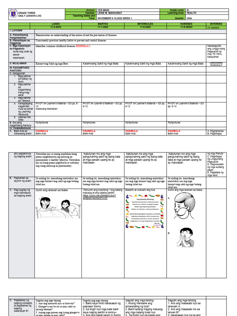 DLL Health-3 Q2 Week-1 | PDF