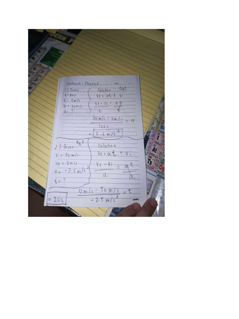 Sabadlab, Erica. Seatwork Physics | PDF