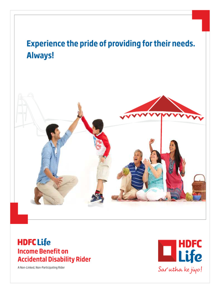 HDFC Life Income Benefit On Accidental Disability Rider | PDF ...