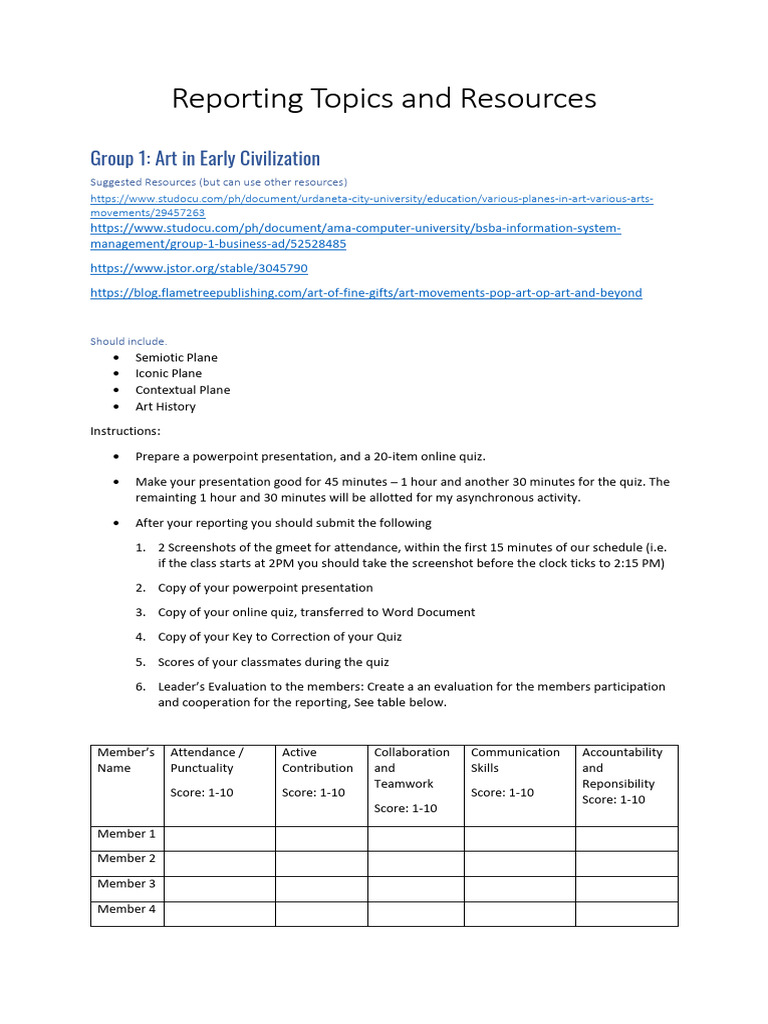 Reporting Topics and Resources | PDF