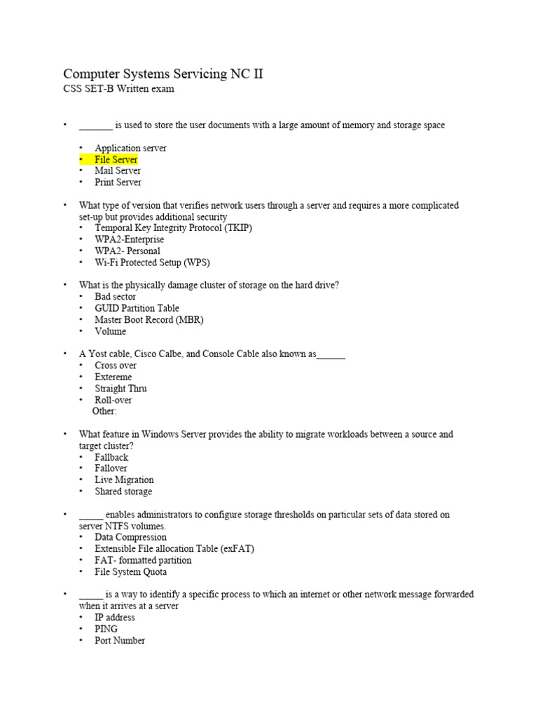 Computer System Set B Exam Pdf Computer Network 64 Bit Computing