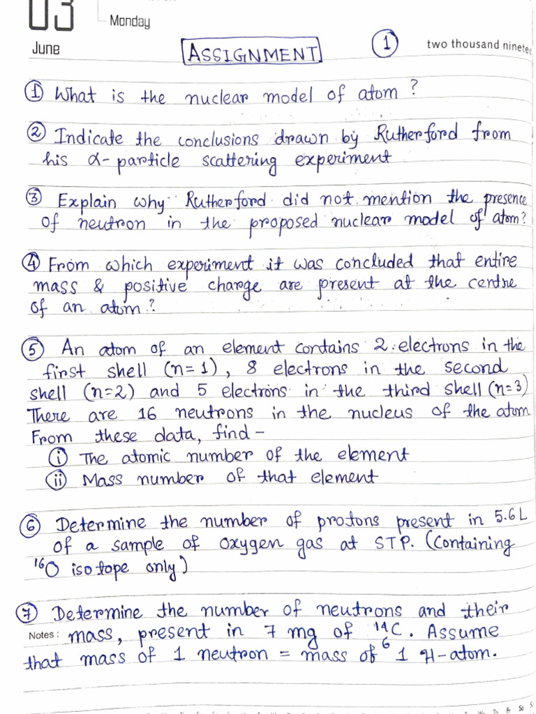 Atomic Structure Assignment | PDF