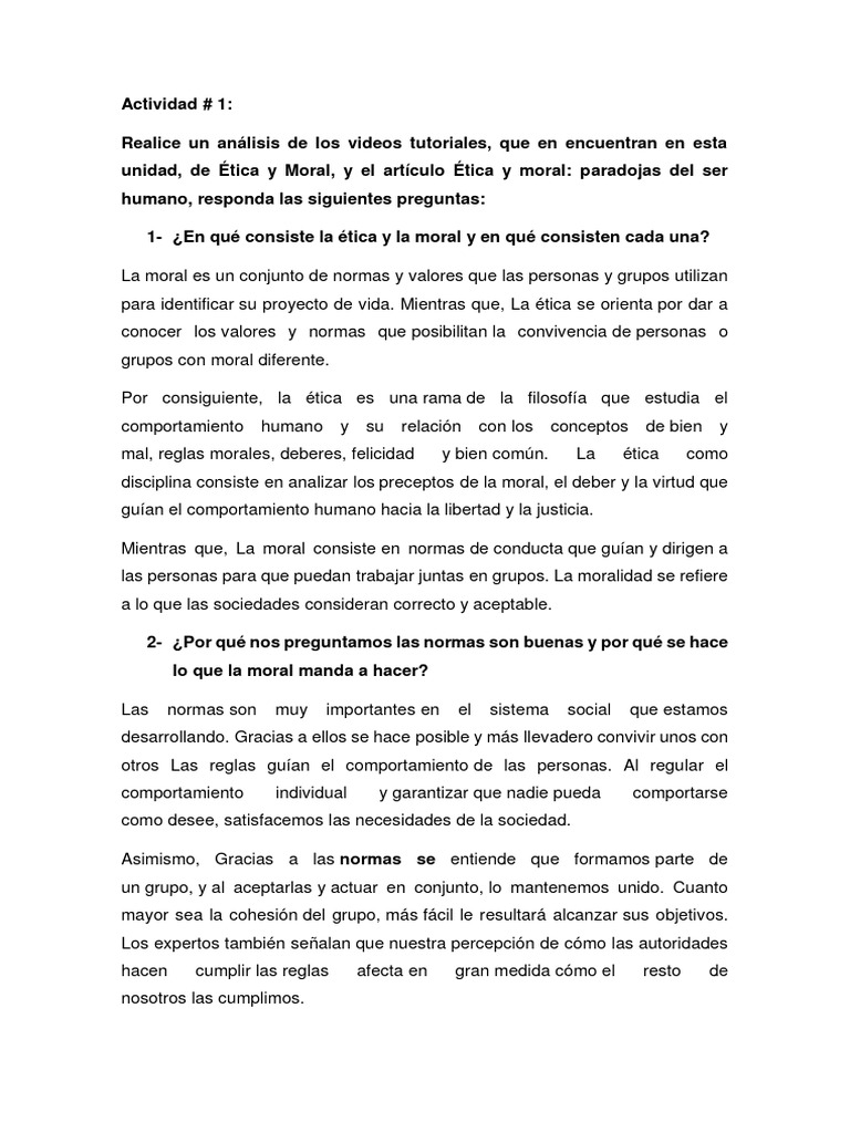 Actividad 2 | PDF | Moralidad | Comportamiento