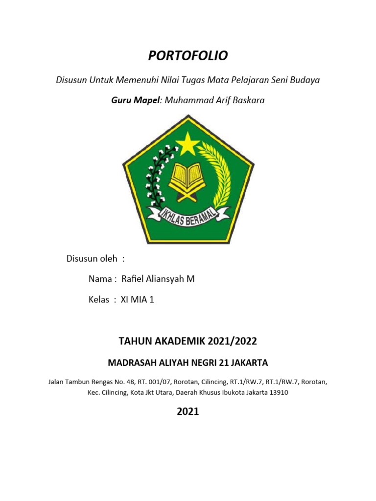 Portofolio Seni Budaya XI MIA 1 | PDF | Seni