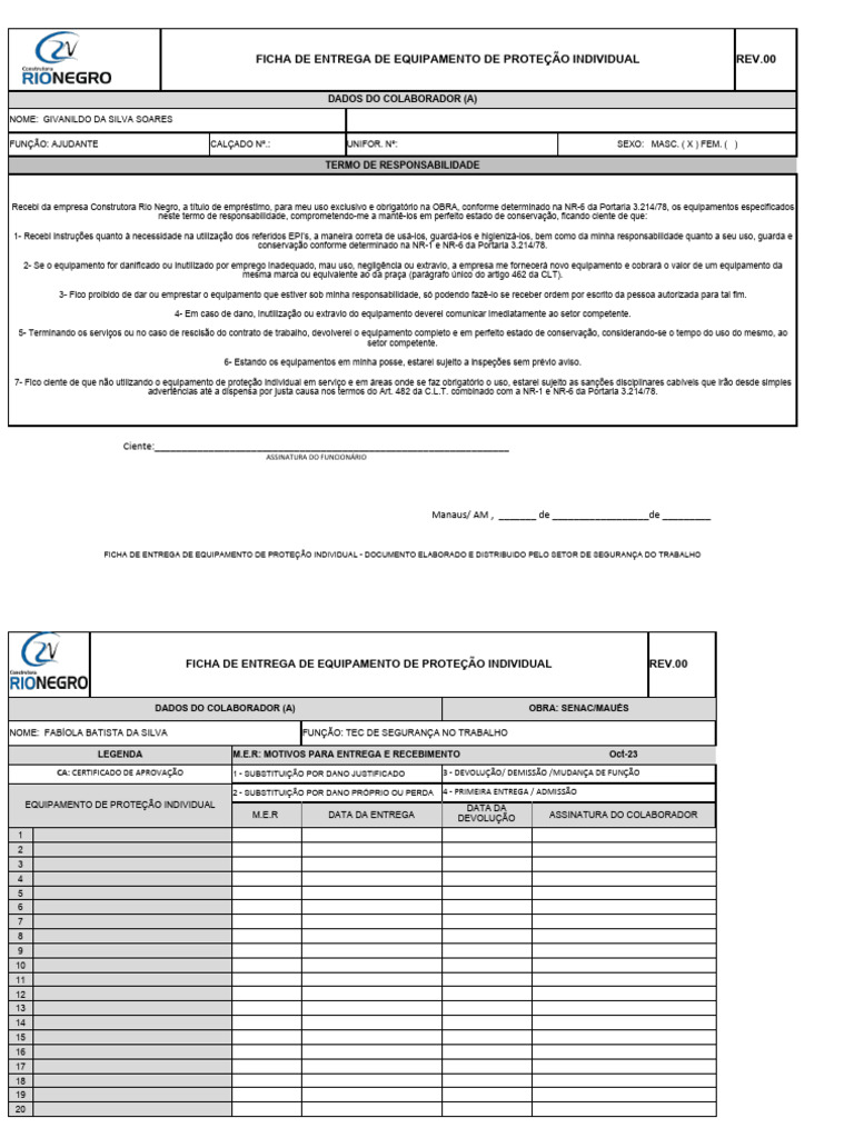Ficha de EPI S | PDF