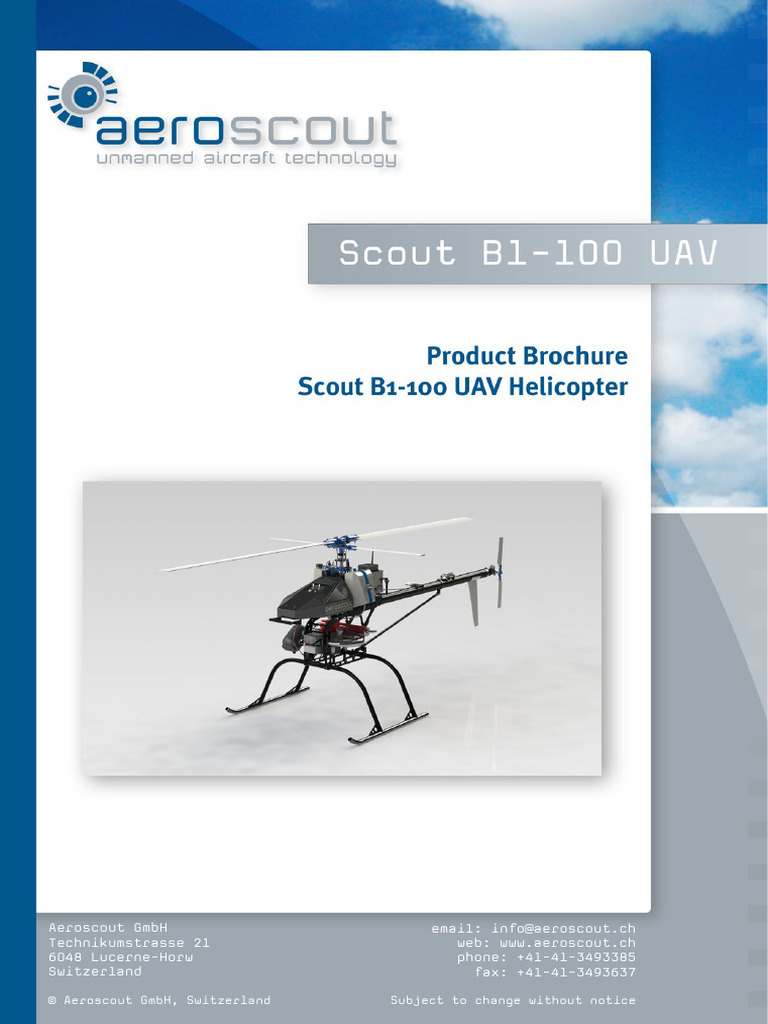 Aeroscout Scout B1-100 Brochure | PDF | Unmanned Aerial Vehicle | Engines