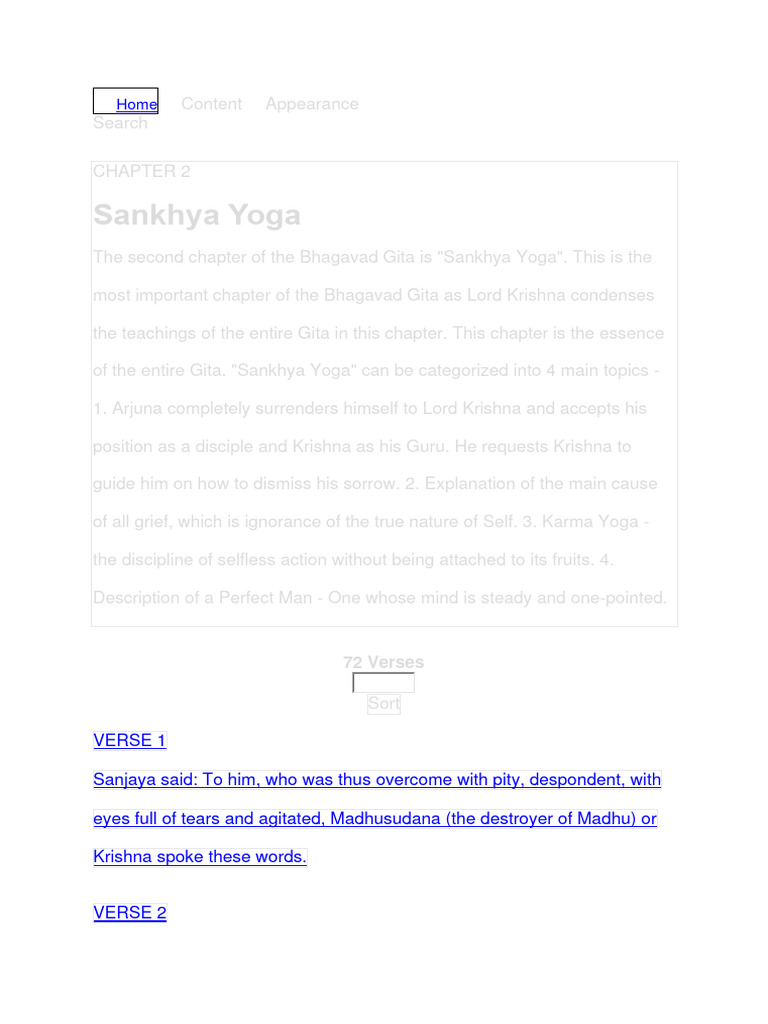 Sankhya Yoga | PDF | Bhagavad Gita | Religious Belief And Doctrine