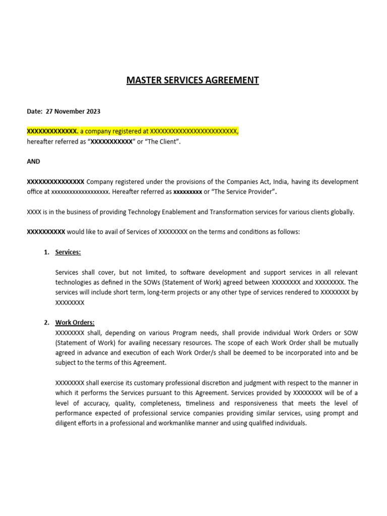 MSA - Document | PDF | Receipt | Arbitration