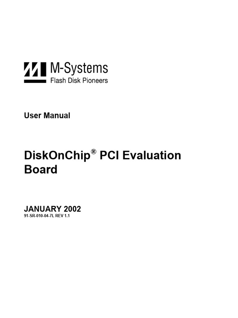 User Manual - DiskOnChip PCI Evaluation Board | PDF | Booting | Bios