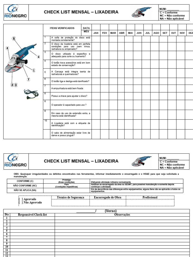Check-List Lixadeira CRN MENSAL | PDF