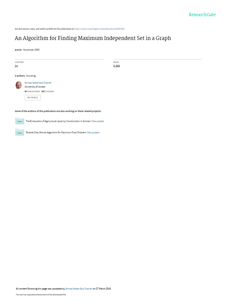 Finding The Maximal Independent Set | PDF | Discrete Mathematics ...